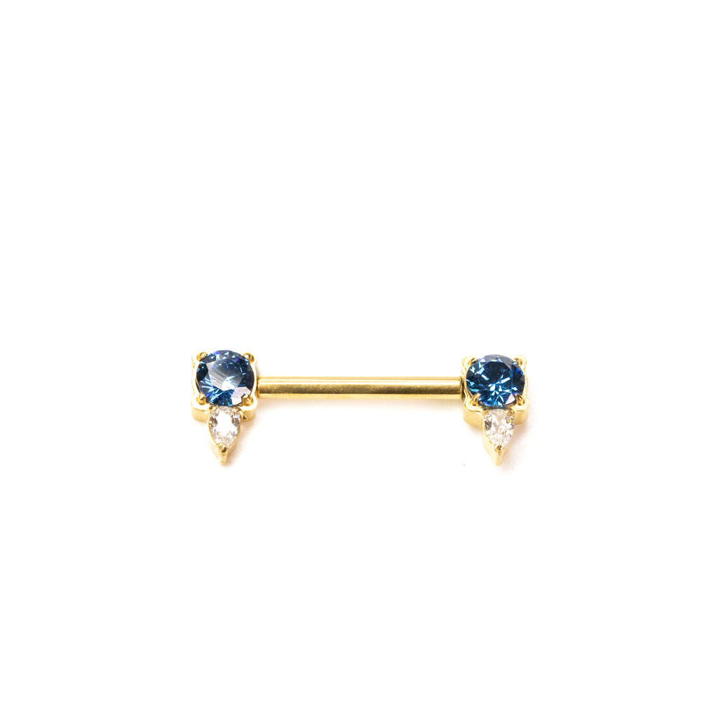 Piercing Téton Royal – Élégance & Strass Bleus – By Les Audacieuses